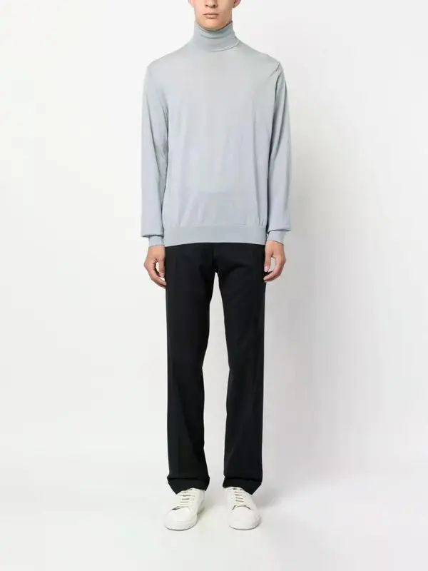 Canali Straight-leg Wool Tailored Trousers - Blue