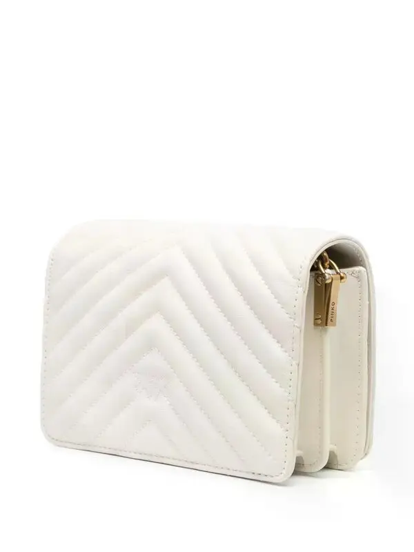 Pinko Mini Love Bag Click Quilted Nappa Leather Crossbody Bag - White