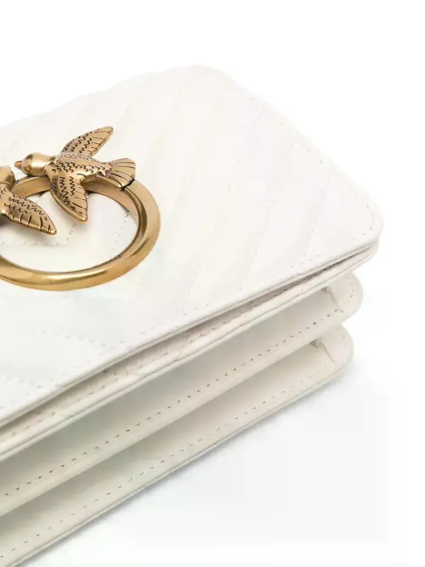 Pinko Mini Love Bag Click Quilted Nappa Leather Crossbody Bag - White