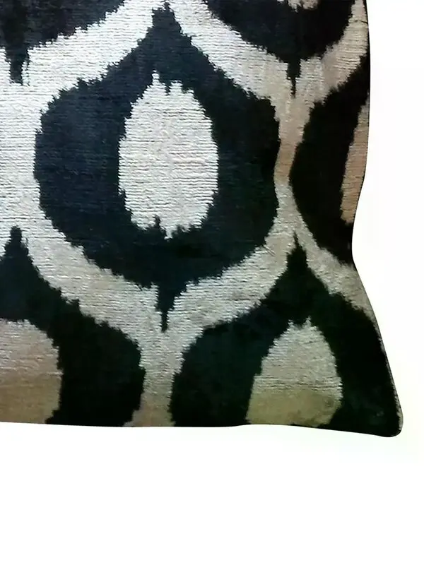 LES-OTTOMANS Jacquard Silk Velvet-blend Cushion - Black