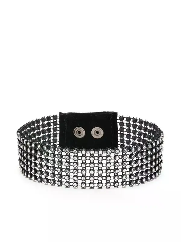 MANOKHI Crystal-embellished Mesh Choker - Black