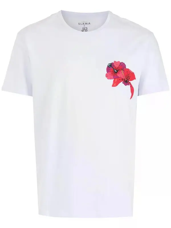 AMIR SLAMA Floral-print Crewneck T-shirt - White