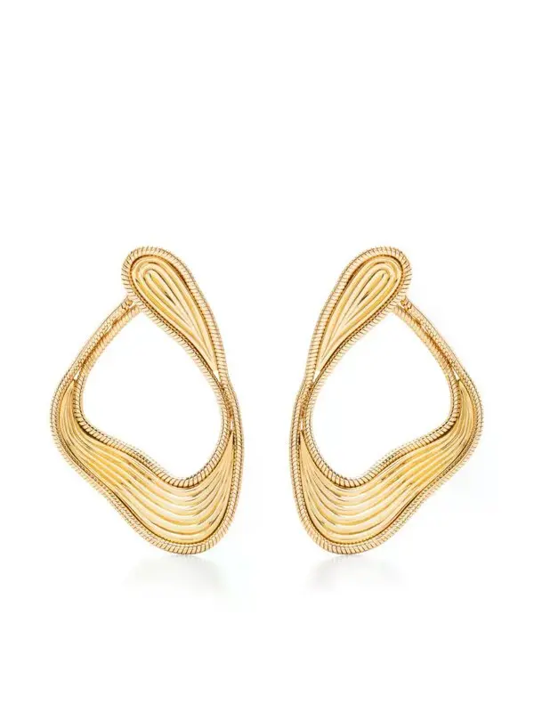 Fernando Jorge 18kt Yellow Stream Lines Hoop Earrings - Gold