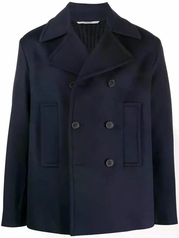 Valentino Garavani Ribbed-panel Double-breasted Coat