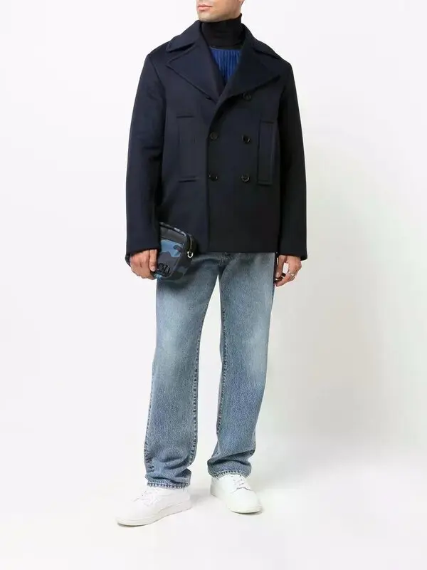 Valentino Garavani Ribbed-panel Double-breasted Coat