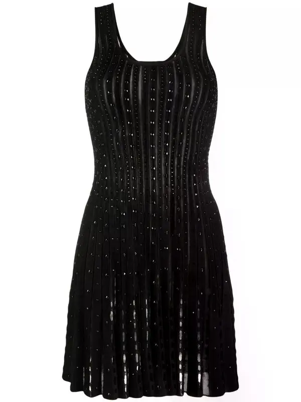 Versace Plissé-knit Sleeveless Minidress