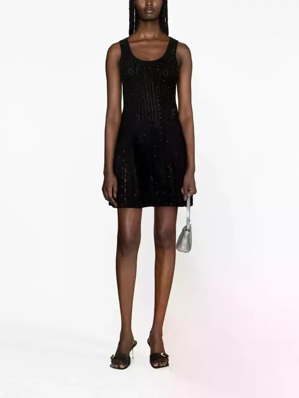 Versace Plissé-knit Sleeveless Minidress
