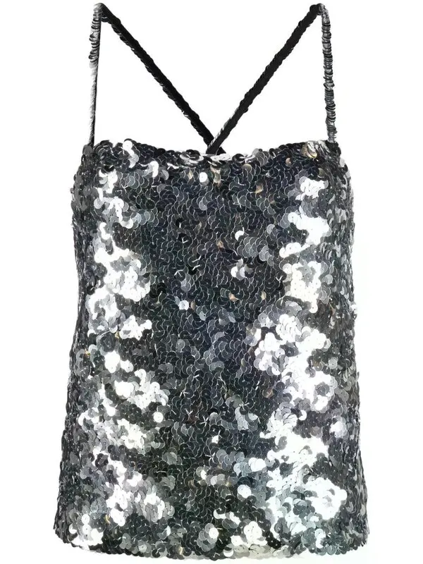 Sonia Rykiel Paris Sequin Embellished Square Neck Tank Top