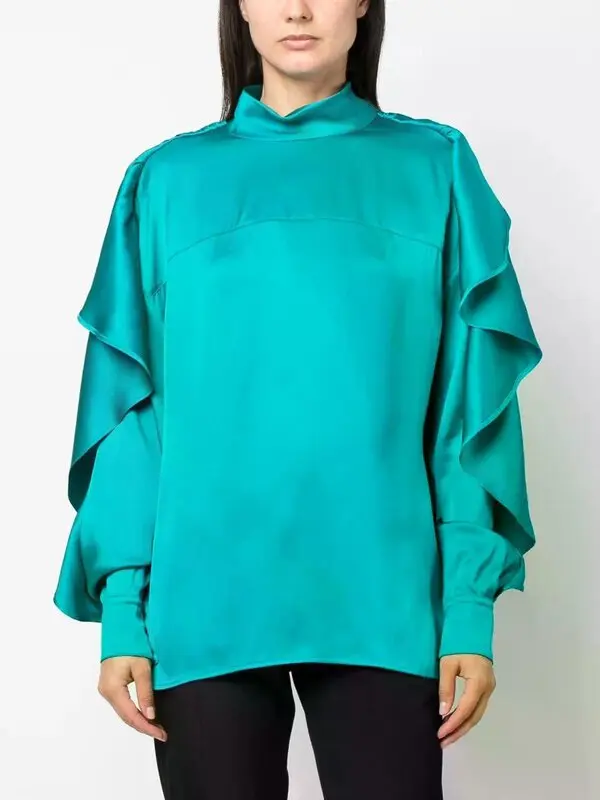 Colville Ruffled Silk Satin Blouse