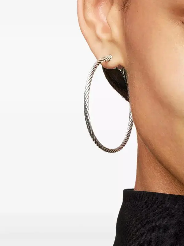 David Yurman Sterling Cable Hoop Earrings