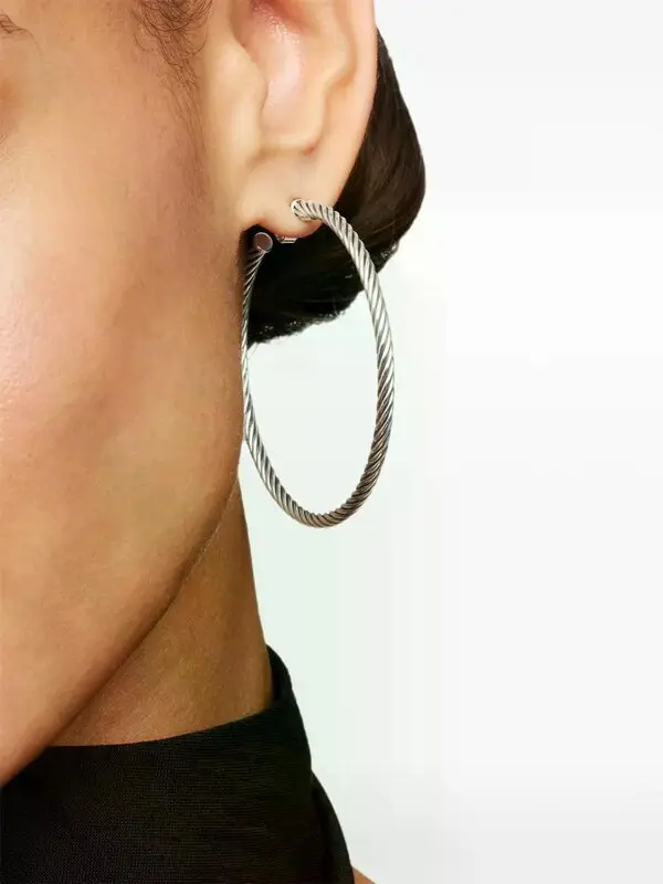 David Yurman Sterling Cable Hoop Earrings