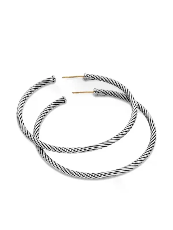 David Yurman Sterling Cable Hoop Earrings
