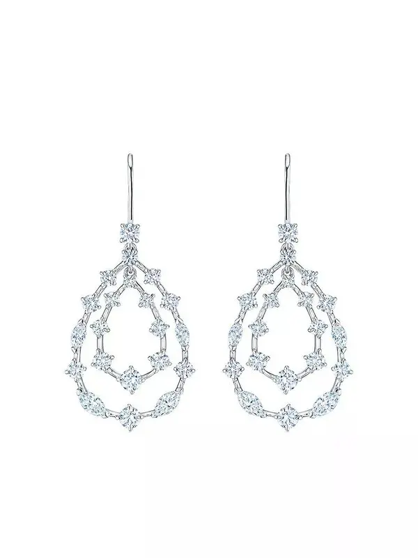 Kwiat 18kt White Gold Diamond Starry Night Teardrop Earrings - Silver