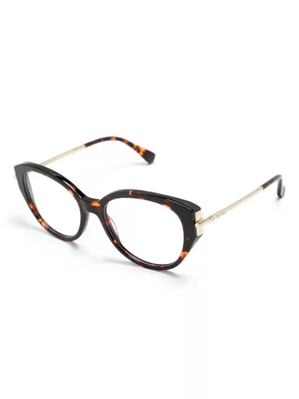 Max Mara Tortoiseshell-effect Round-frame Glasses - Brown