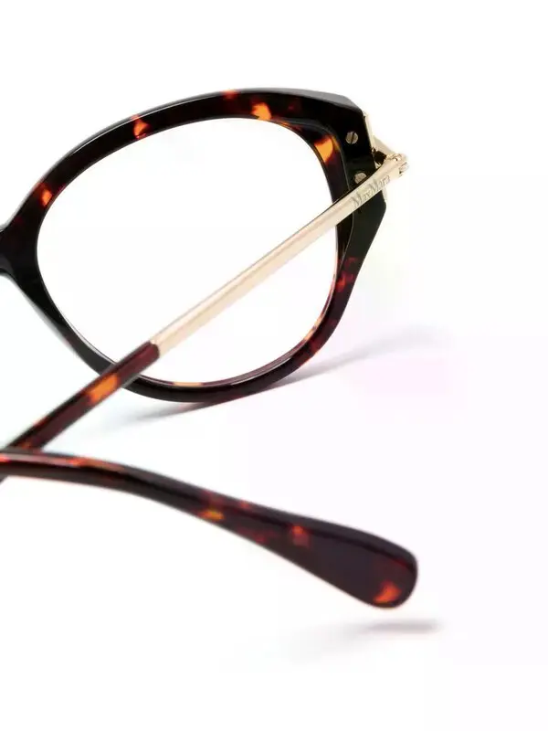 Max Mara Tortoiseshell-effect Round-frame Glasses - Brown