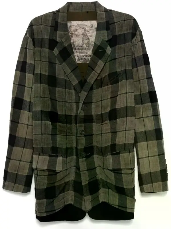 ZIGGY CHEN Check Pattern Blazer - Grey