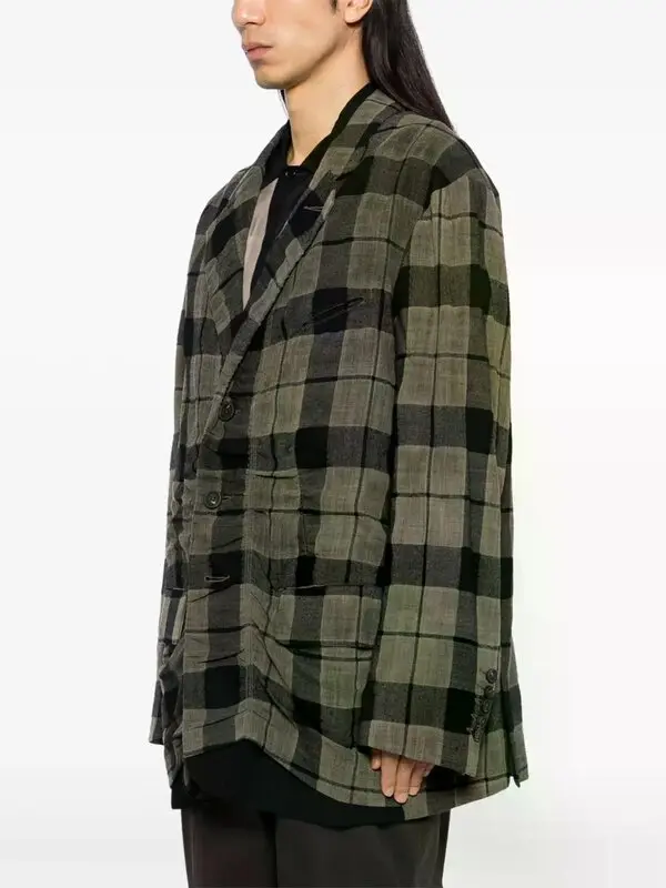ZIGGY CHEN Check Pattern Blazer - Grey