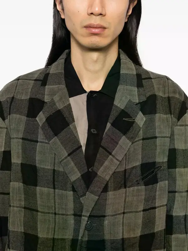 ZIGGY CHEN Check Pattern Blazer - Grey