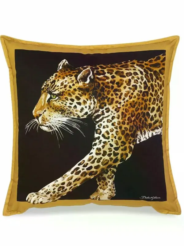 Dolce & Gabbana Medium Leopardo-print Canvas Cushion - Black