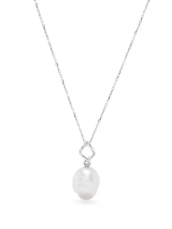 MARIA BLACK Twister Rhodium-plated Necklace With Freshwater Pearl - Silver