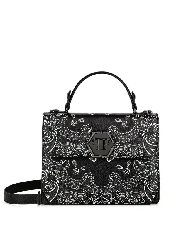 Philipp Plein Medium Superheroin Paisley Leather Bag
