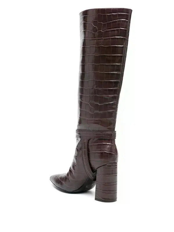 TWINSET 100mm Croc-effect Knee-high Boots