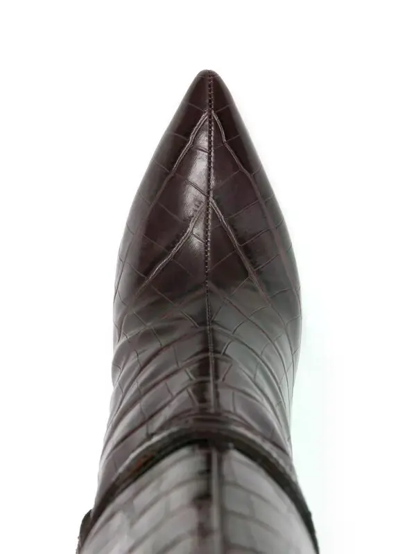 TWINSET 100mm Croc-effect Knee-high Boots
