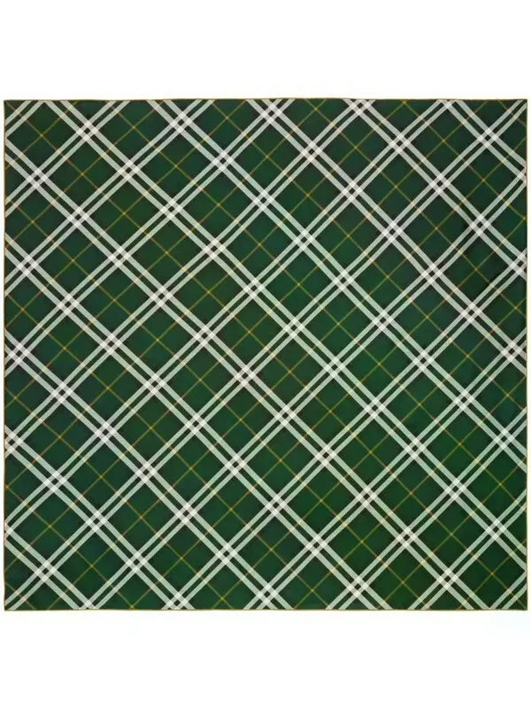 Burberry Checked Silk Scarf - Green