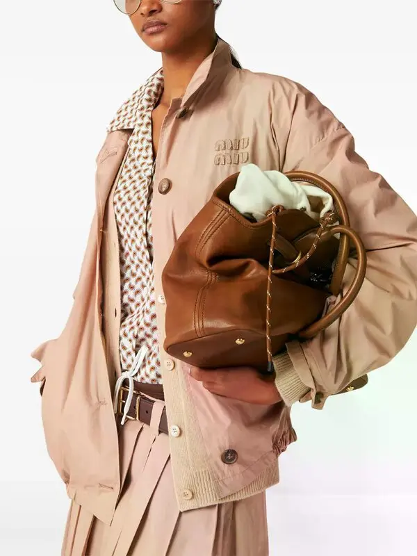 Miu Miu Aventure Leather Tote Bag - Brown