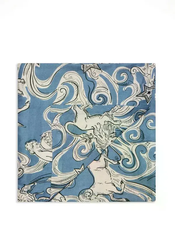 La DoubleJ Large Cosmos Linen Tablecloth - Blue