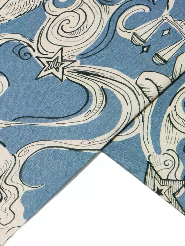 La DoubleJ Large Cosmos Linen Tablecloth - Blue