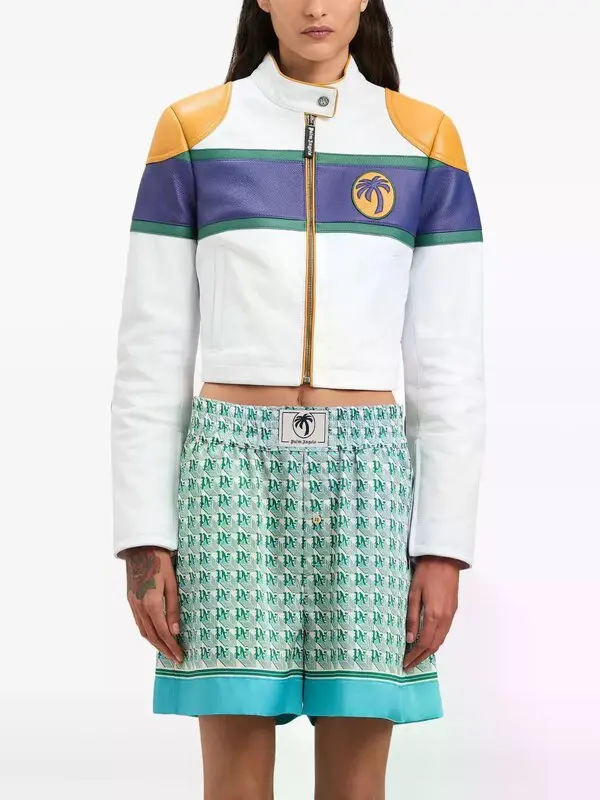 Palm Angels Classic Logo Leather Biker Jacket