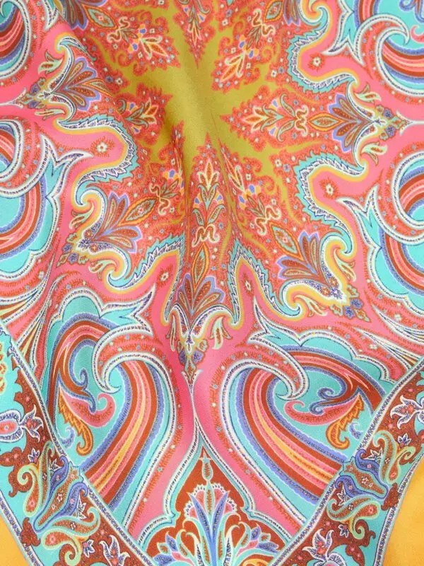 Etro Silk Pocket Square - Orange
