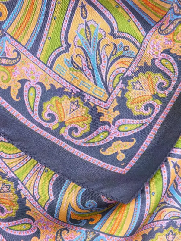 Etro Silk Pocket Square - Blue