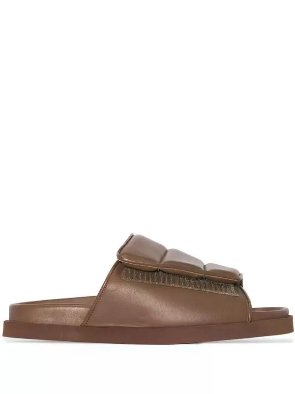GIABORGHINI Padded Leather Slides - Brown