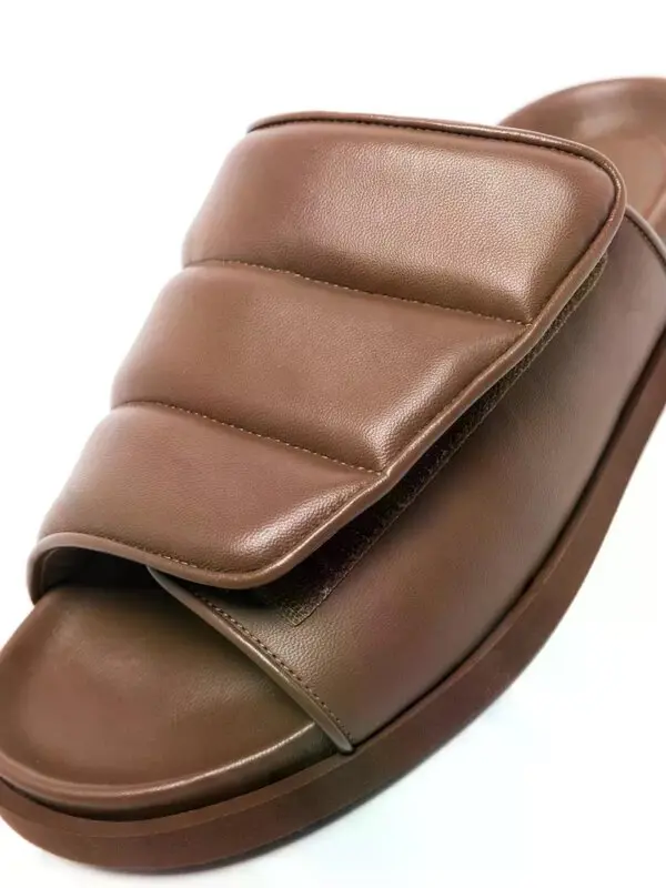 GIABORGHINI Padded Leather Slides - Brown