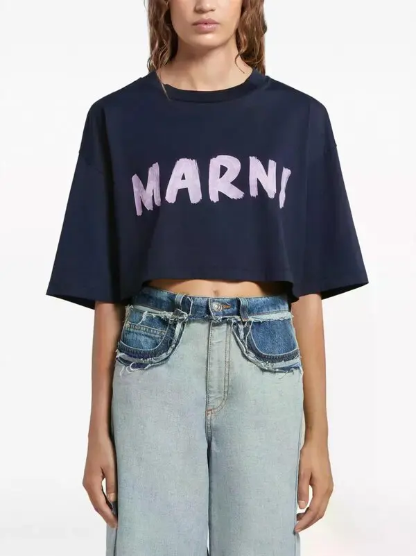 Marni Logo-print Cropped Cotton T-shirt