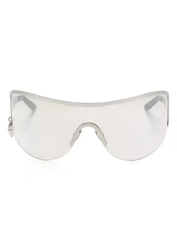 Acne Studios Logo-charm Shield-frame Sunglasses - Silver