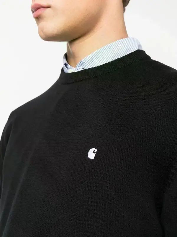 Carhartt Work In Progress Logo-embroidered Crew Neck Jumper - Black
