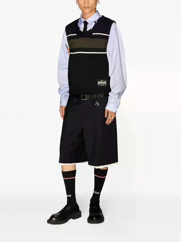 AMBUSH Distressed Striped Wool Vest