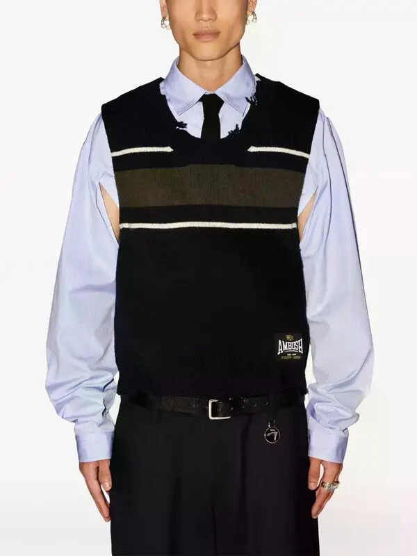 AMBUSH Distressed Striped Wool Vest