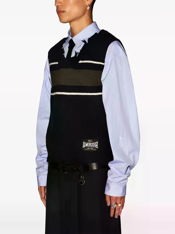 AMBUSH Distressed Striped Wool Vest