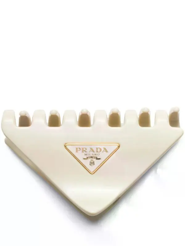 Prada Logo Claw Clip - Neutrals