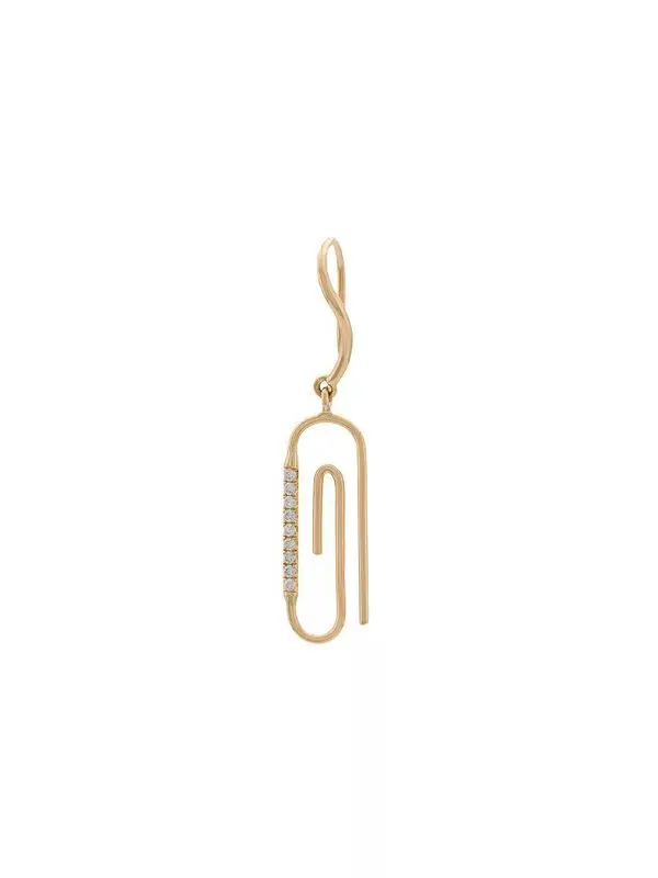AURÉLIE BIDERMANN 18kt Gold Paper Clip Earring With Diamond - Metallic