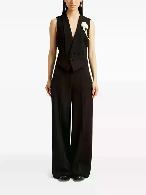 Erdem Carnation Brooch-detail Waistcoat