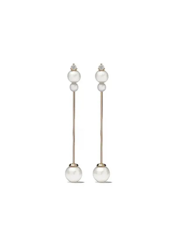 Mizuki 14kt Sea Of Beauty Kanzashi Pearl Diamond Earrings - Gold