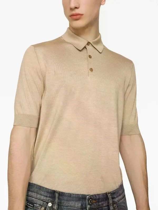 Dolce & Gabbana Short-sleeve Silk Polo Shirt