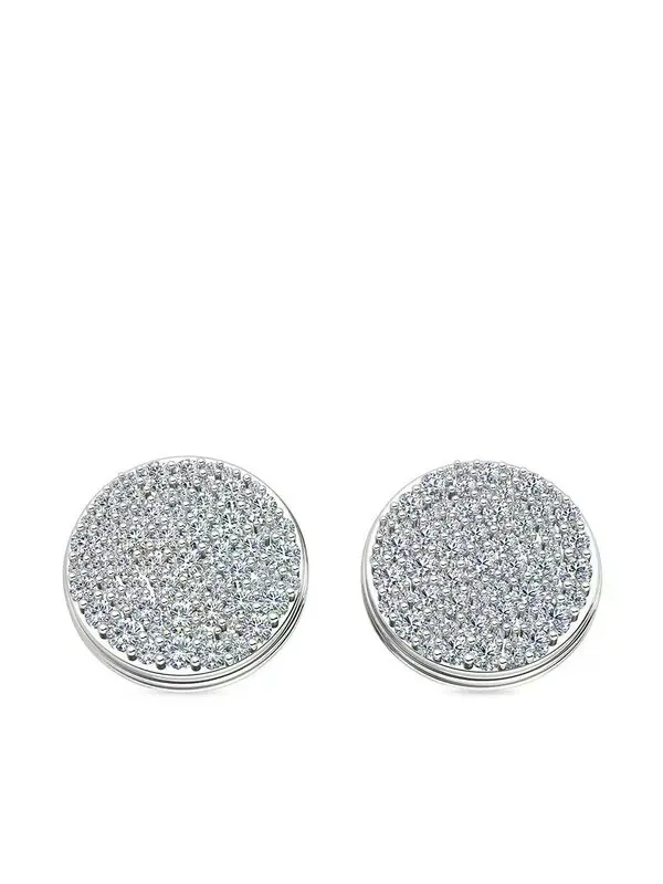 ALINKA 18kt White Gold Black Caviar White Diamond Stud Earrings - Silver