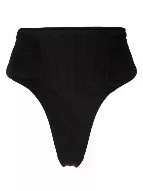 MUGLER Corset High-waist Bikini Bottoms - Black