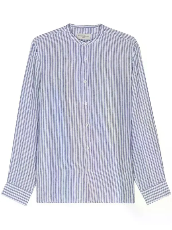 Officine Générale Striped Linen Blend Shirt